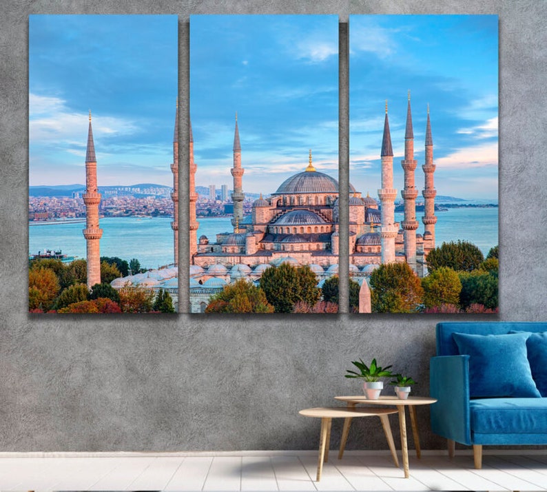 The Sultan Ahmed Mosque, Turkey in the Evening Sun Printed Framed Wall ...