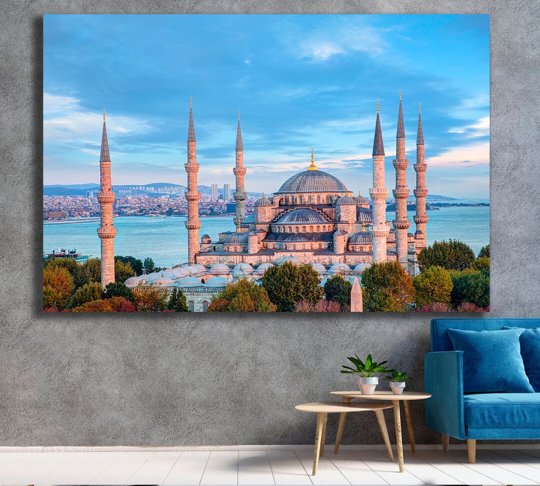 The Sultan Ahmed Mosque, Turkey in the Evening Sun Printed Framed Wall ...