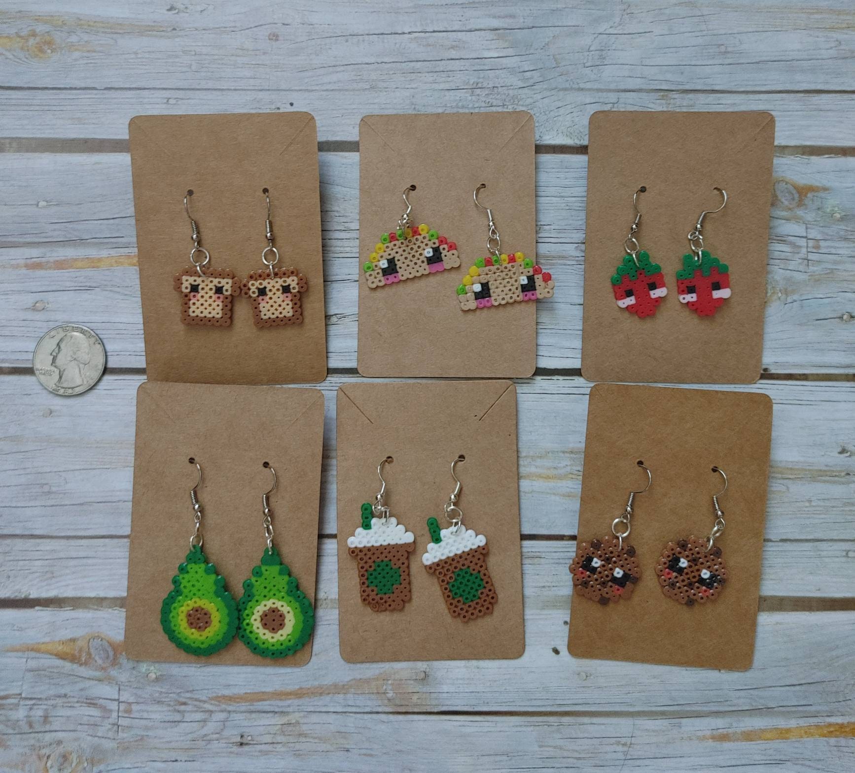 Adorable Handmade Food Perler Bead Dangle Earrings - Etsy