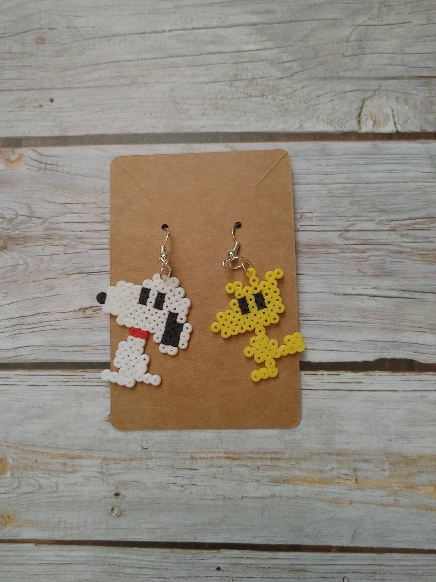 Snoopy and Woodstock Perler Bead Earrings- Peanuts - Etsy