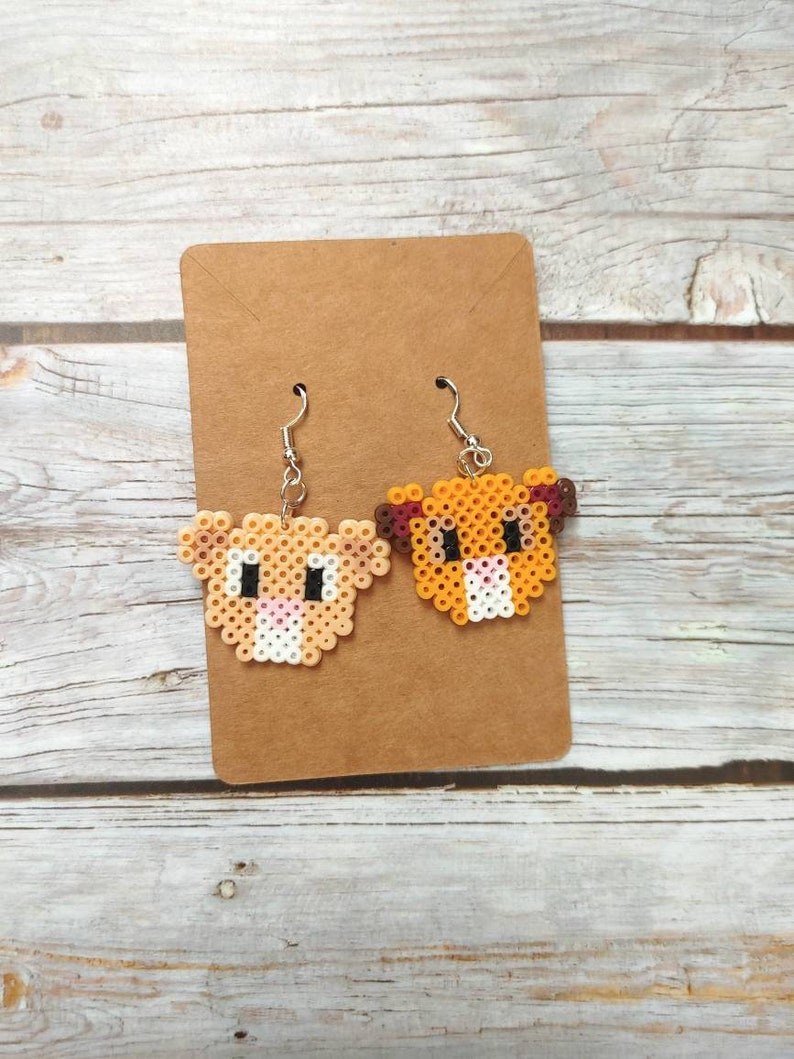 Simba and Nala Lion King Disney Perler Bead Dangle Earrings - Etsy
