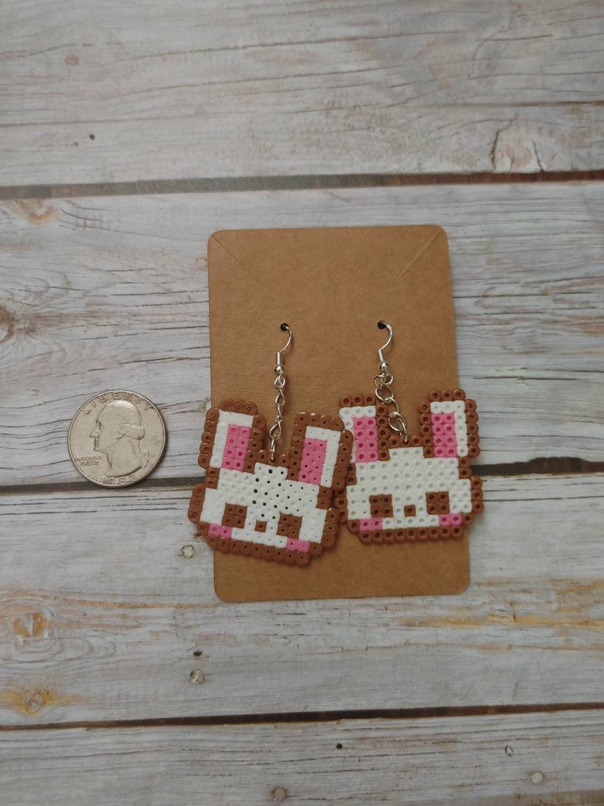 Bunny Perler Bead Earrings - Etsy