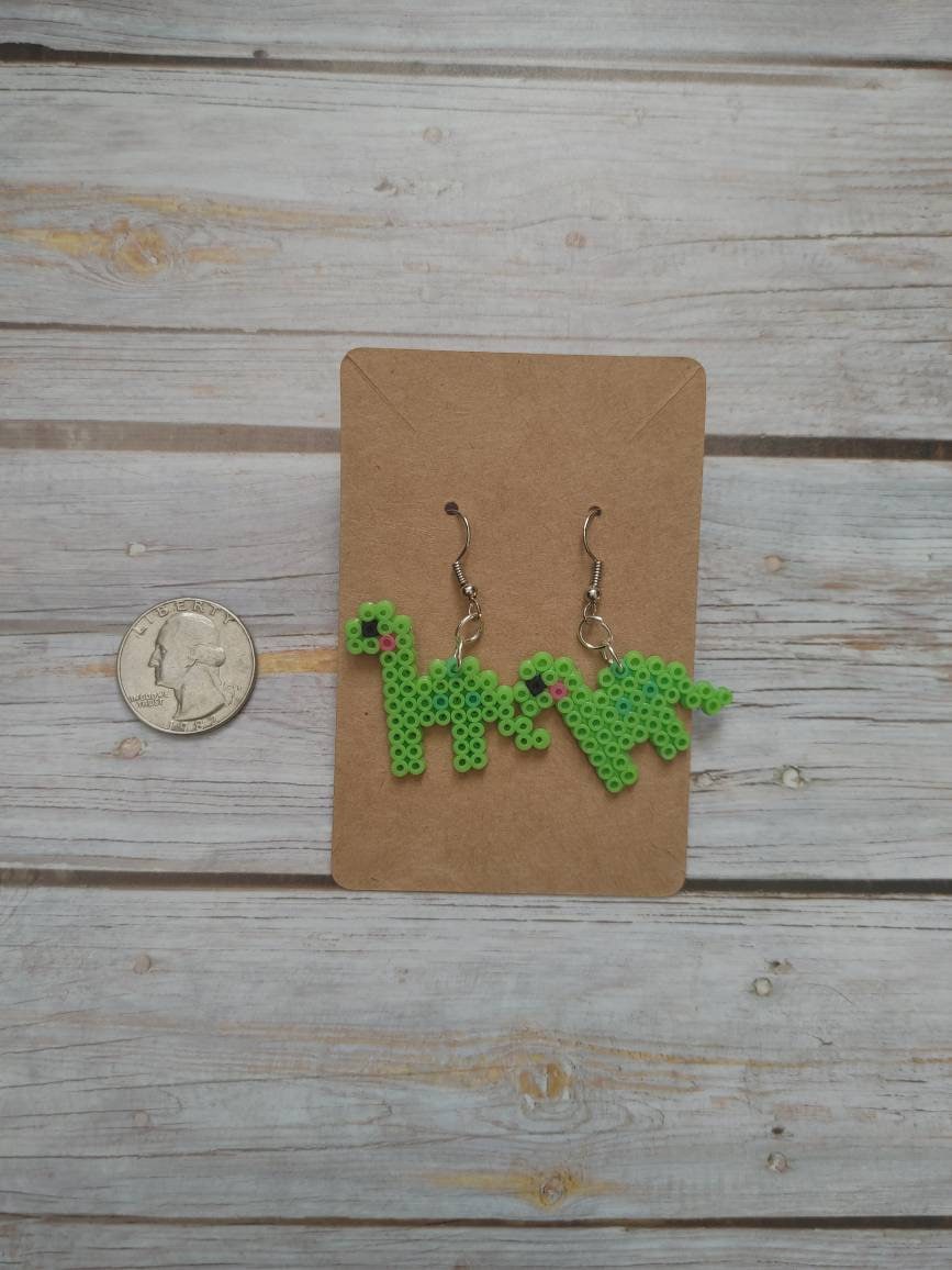 Animal Perler Bead Earrings. Snails, Frogs, Ducks, Bunnies, Dinos ...