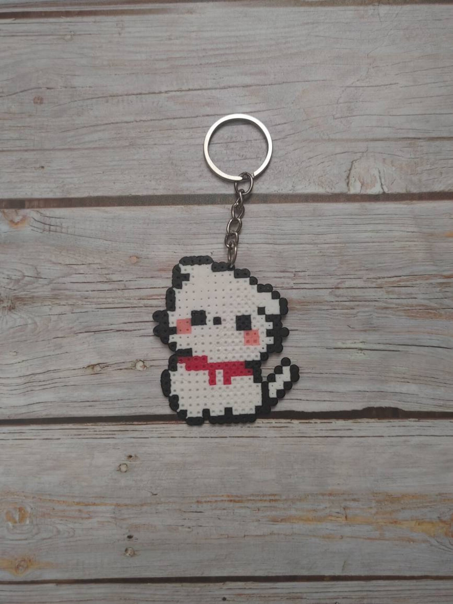 Cute Cat Perler Bead Keychain - Etsy