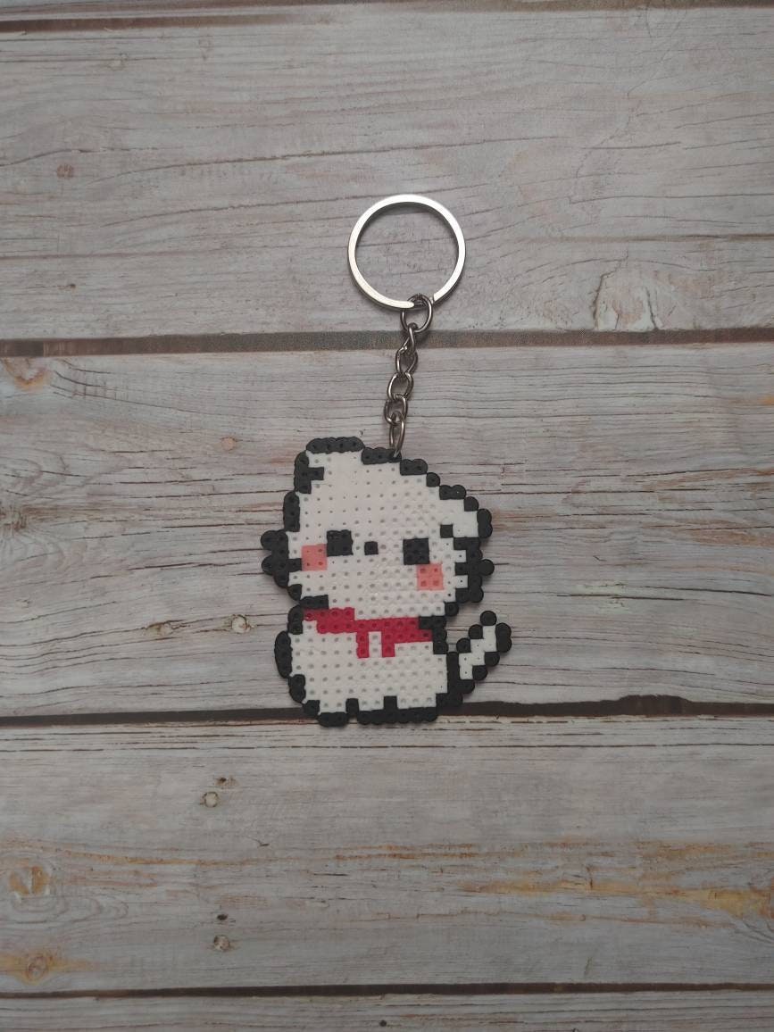 Cute Cat Perler Bead Keychain - Etsy