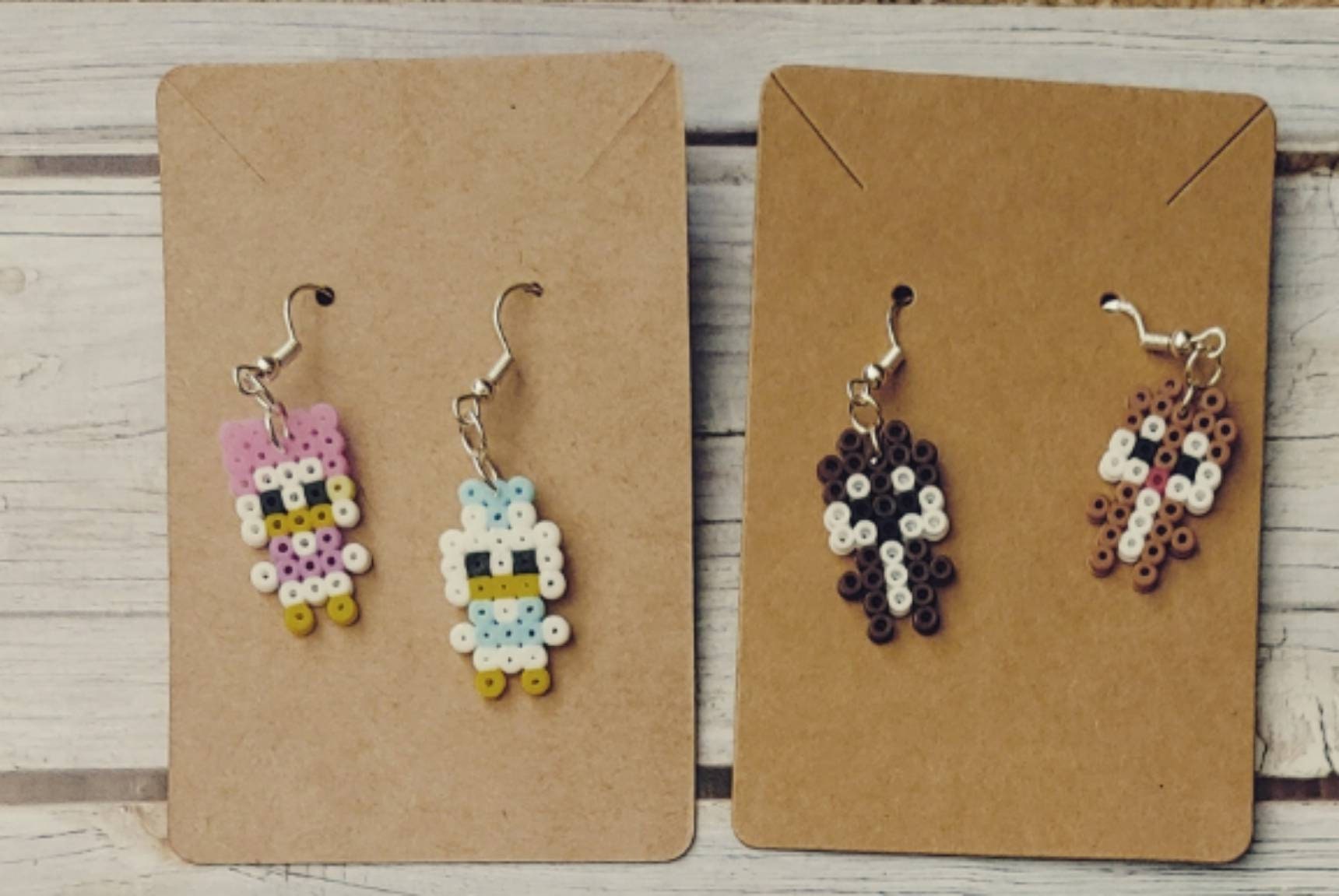 Tiny Disney Perler Bead Earrings Chip and Dale/donald and Daisy - Etsy