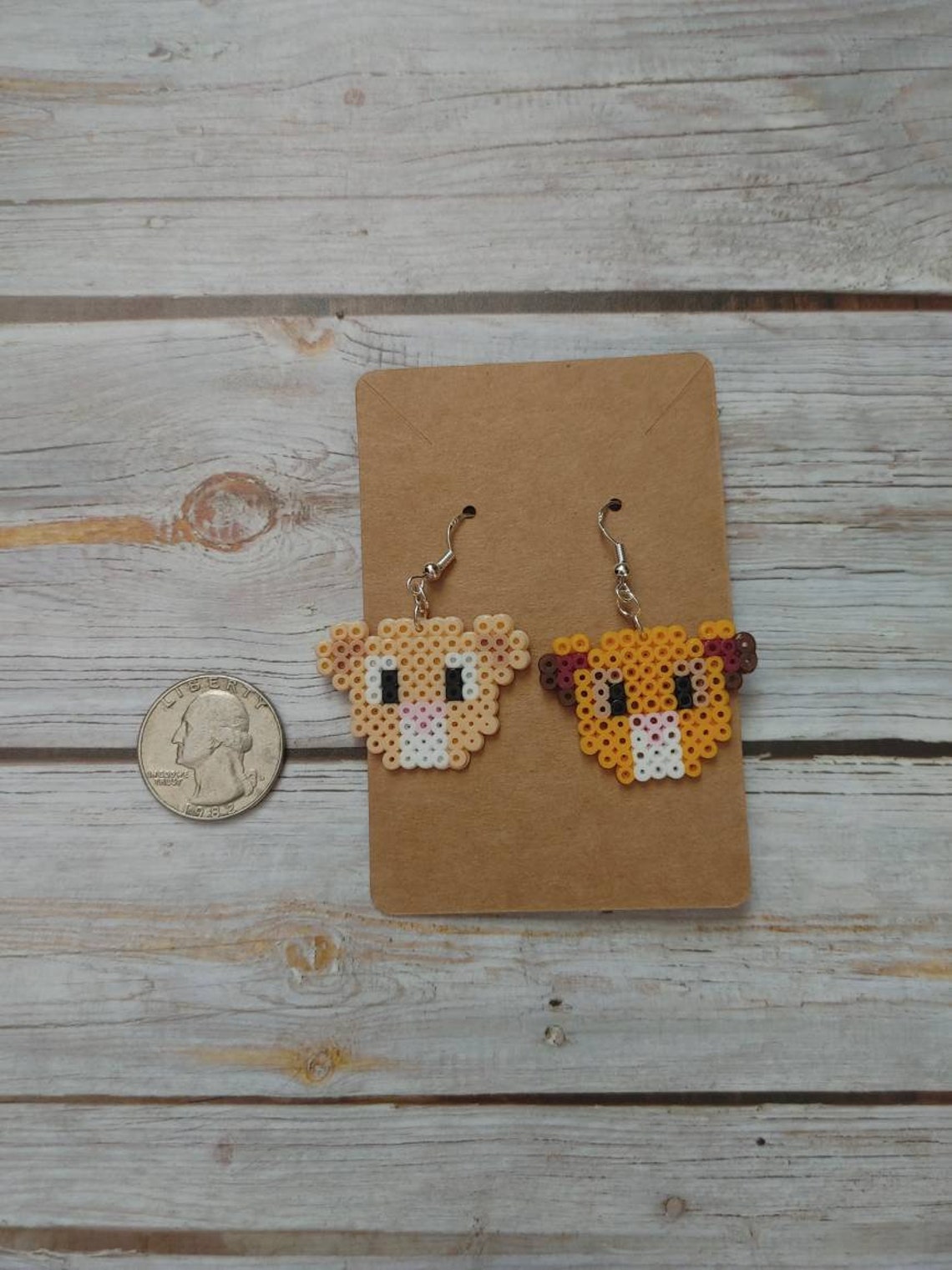 Simba and Nala Lion King Disney Perler Bead Dangle Earrings - Etsy