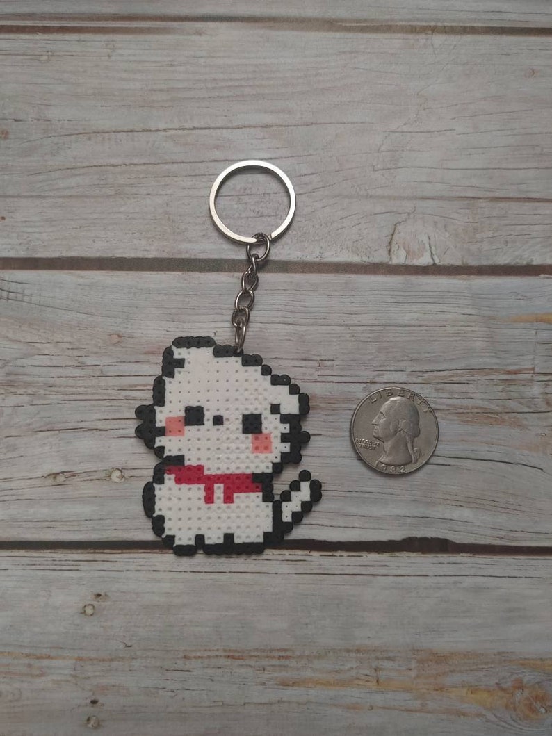 Cute Cat Perler Bead Keychain - Etsy
