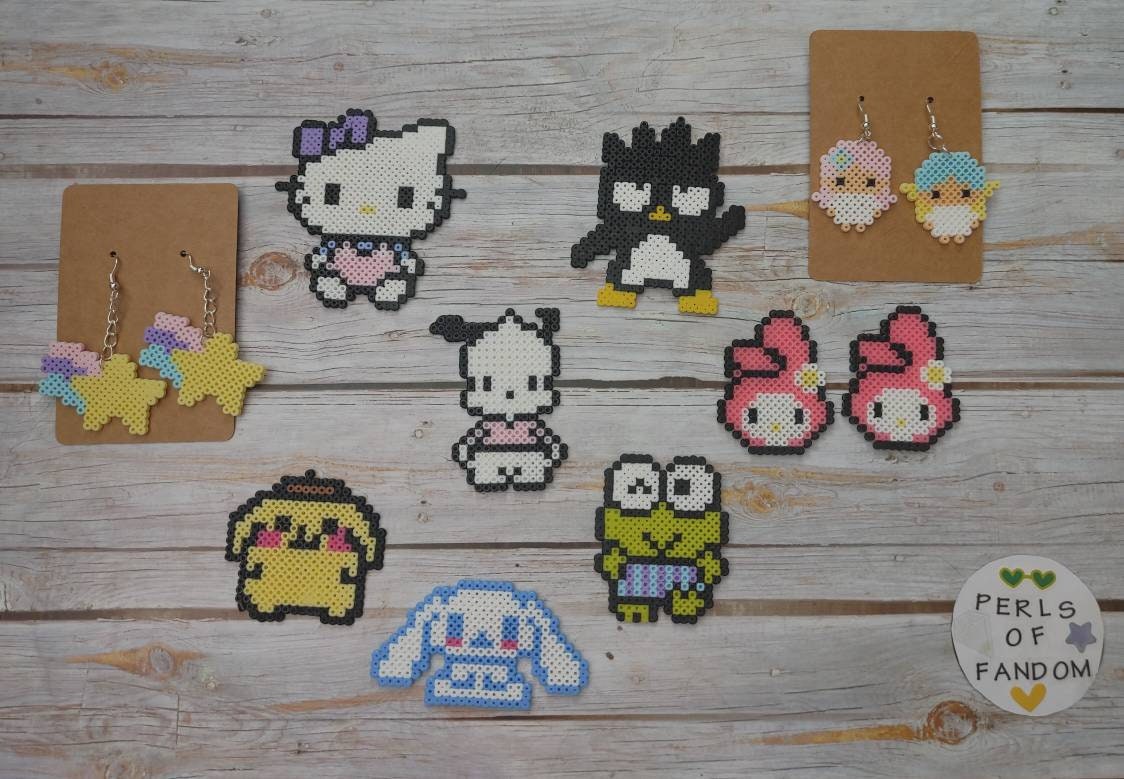Sanrio Perler Bead Keychains or Magnets, Hello Kitty, Keroppi, My ...
