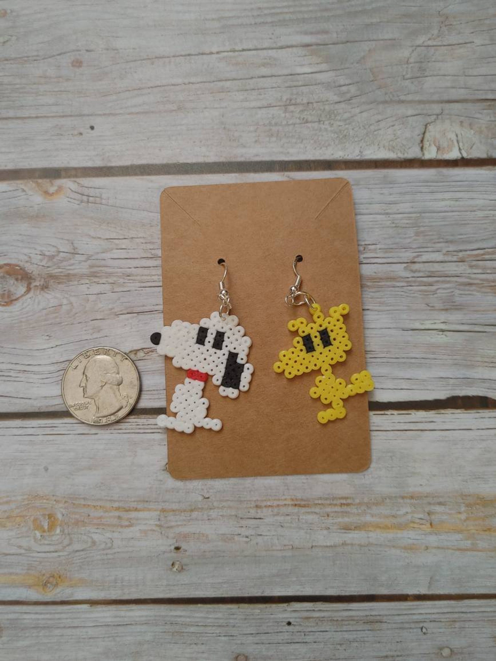 Snoopy and Woodstock Perler Bead Earrings- Peanuts - Etsy