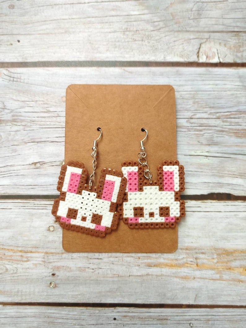 Bunny Perler Bead Earrings - Etsy