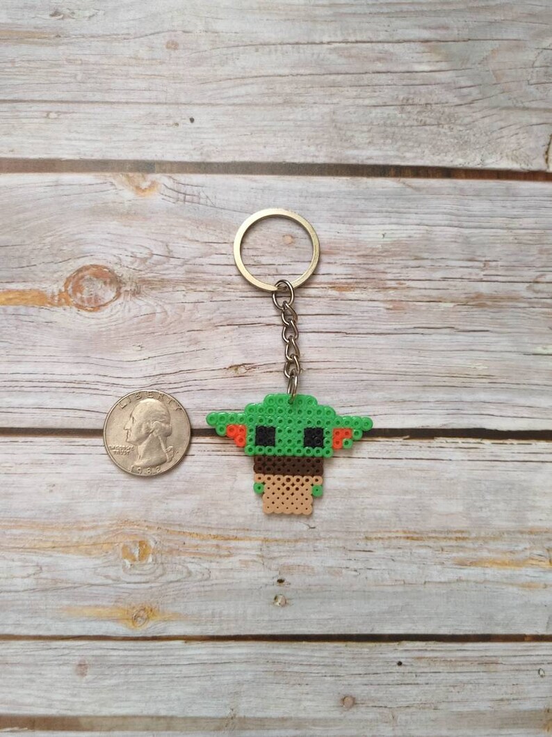 Small Yoda/ Baby Yoda/ Grogu Perler Bead Keychain. - Etsy