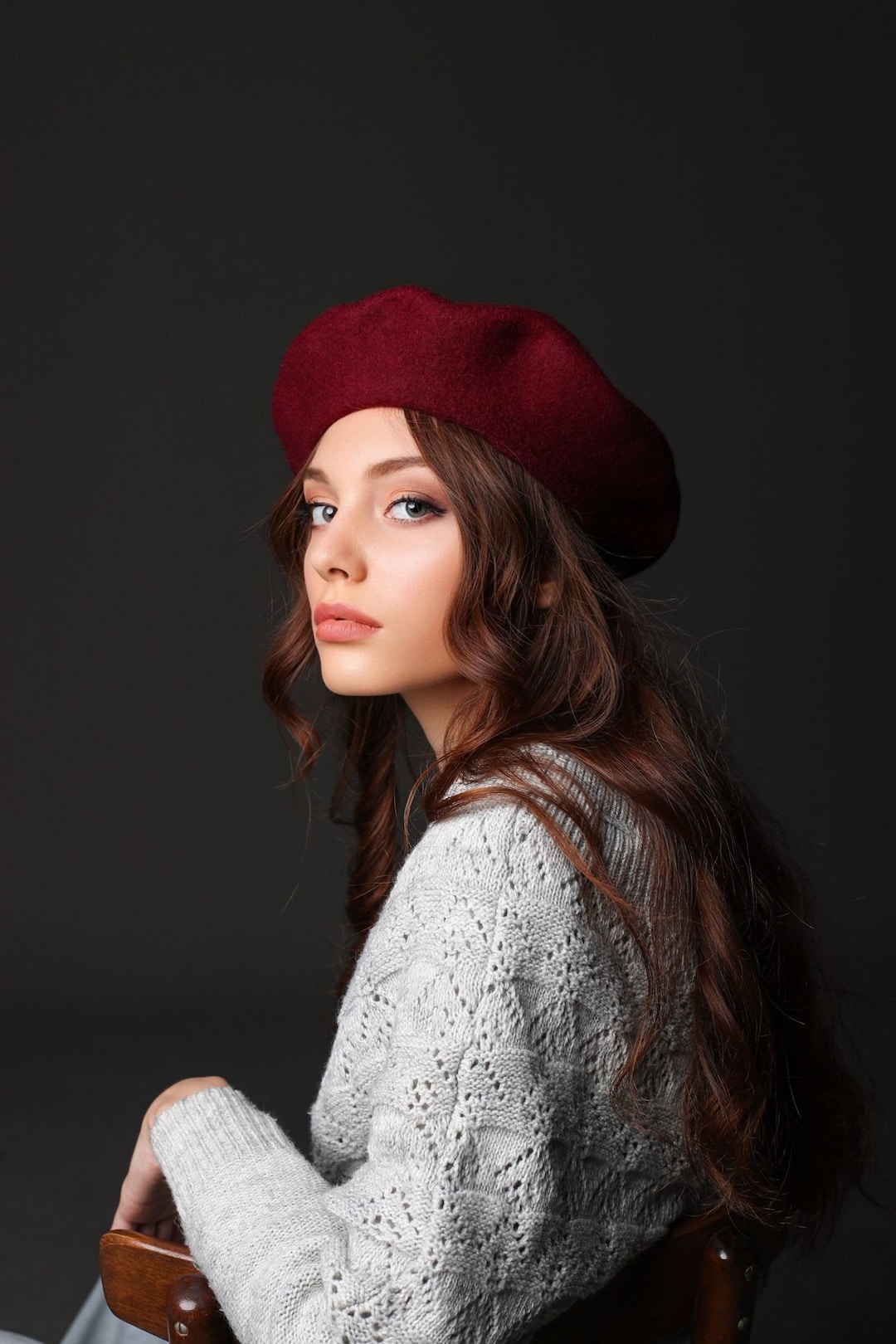 Beret, Beret for Woman, Woolen Beret, Maroon Beret, Embroidered Beret ...