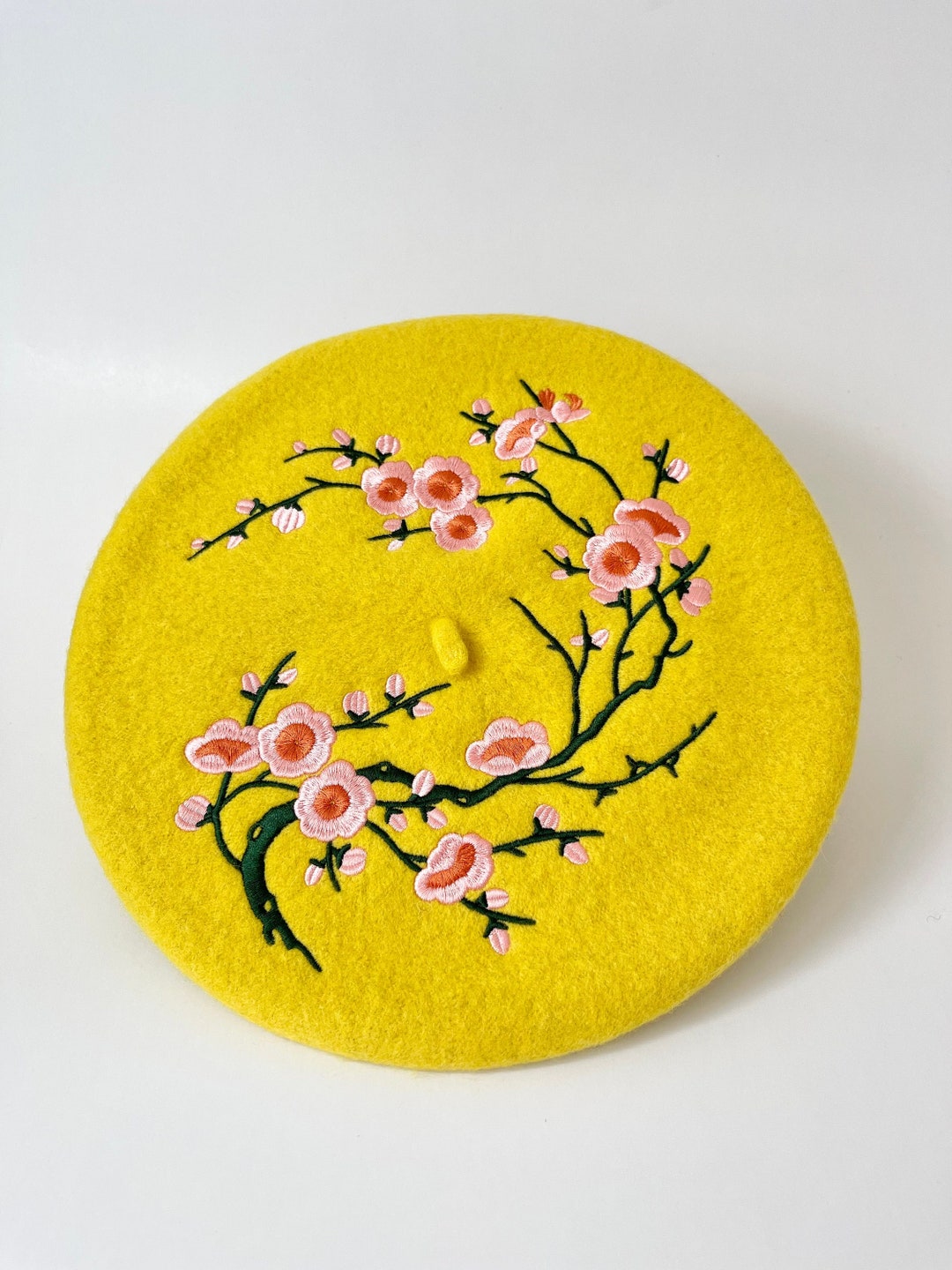 Beret, Yellow Beret, French Beret, Classic Beret, Embroidered Beret ...