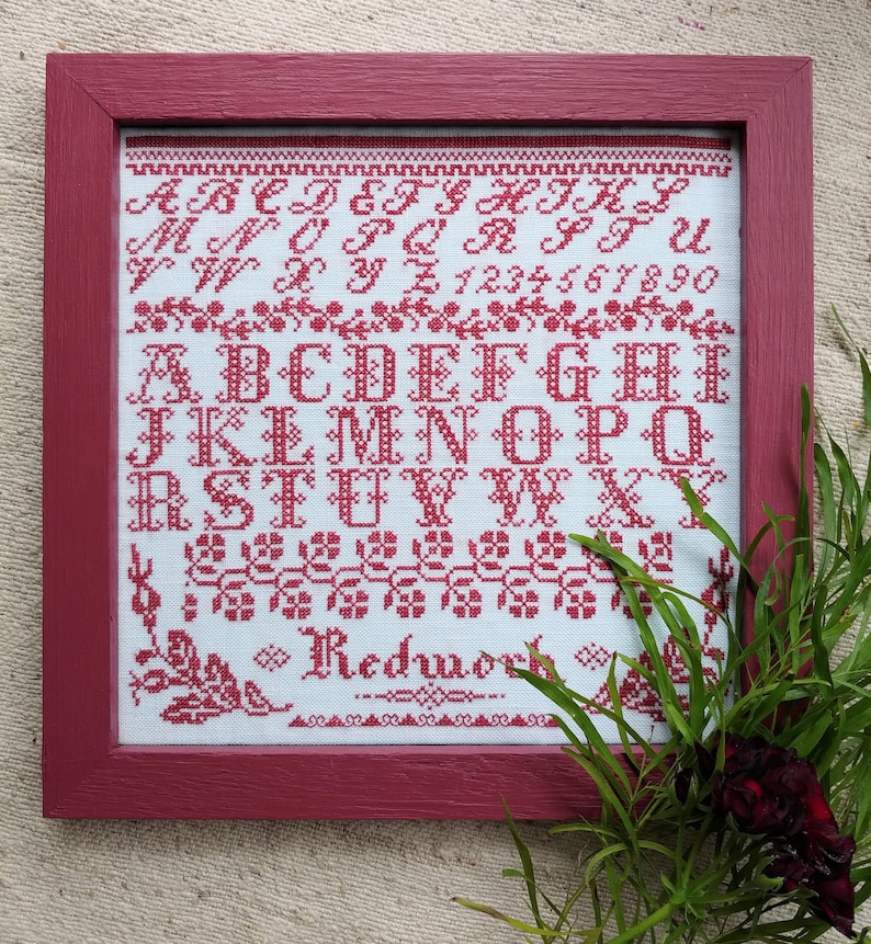 Redwork Sampler: PDF Cross-stitch Chart - Etsy