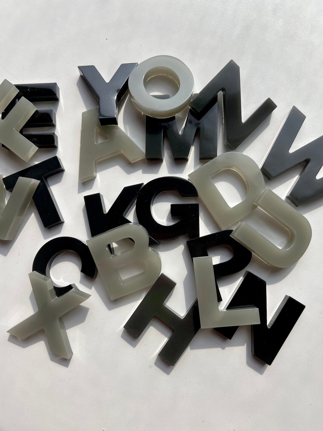 BLACK GREY Resin Letters and Numbers, Teaching Aid for Kids, Sensory ...