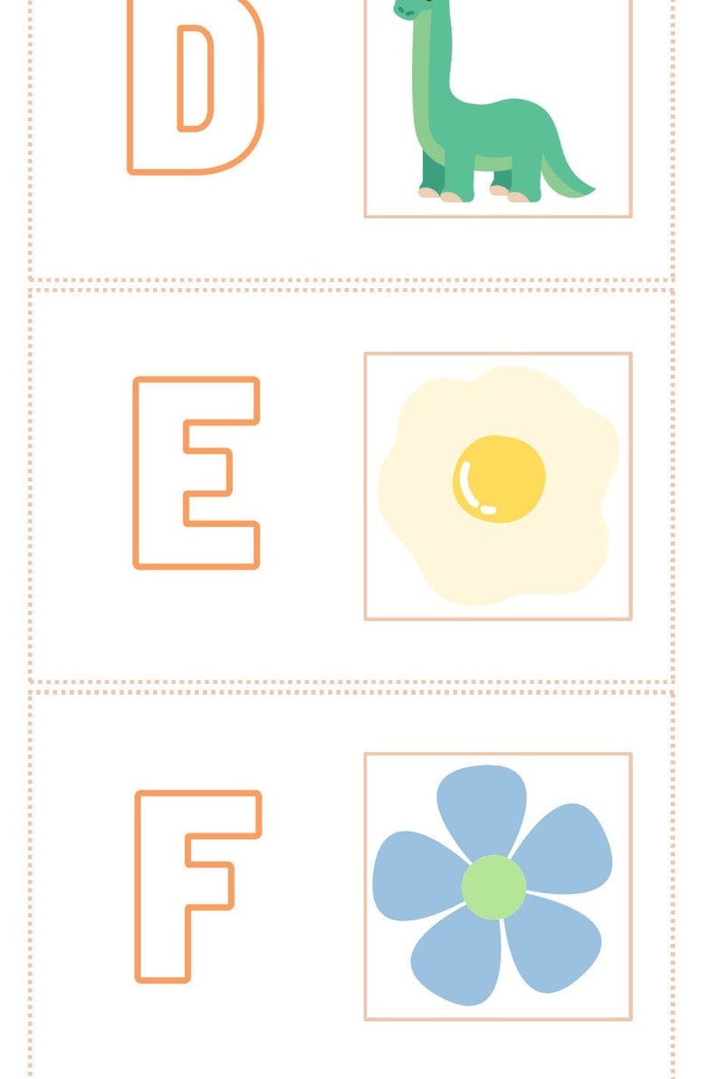 BEGINNING SOUND Picture Match, Printable Alphabet Cards, Kindergarten ...