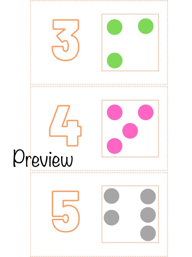 NUMBER CARDS, Quick Look Cards, Kindergarten Math, Pre-k Math, Counting ...