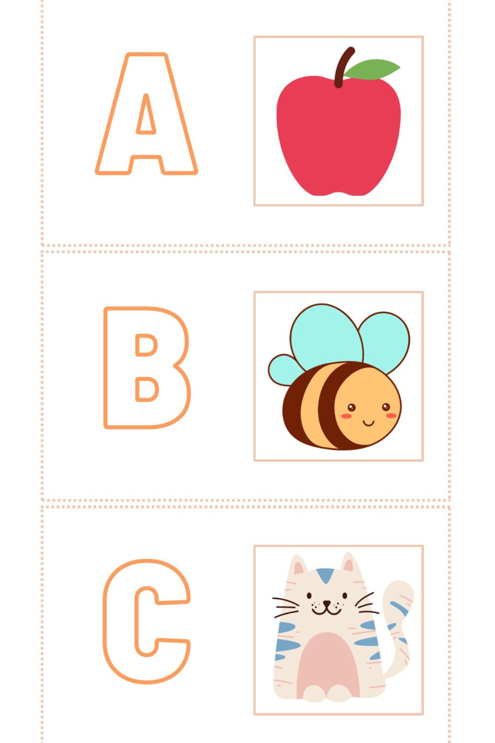 BEGINNING SOUND Picture Match, Printable Alphabet Cards, Kindergarten ...
