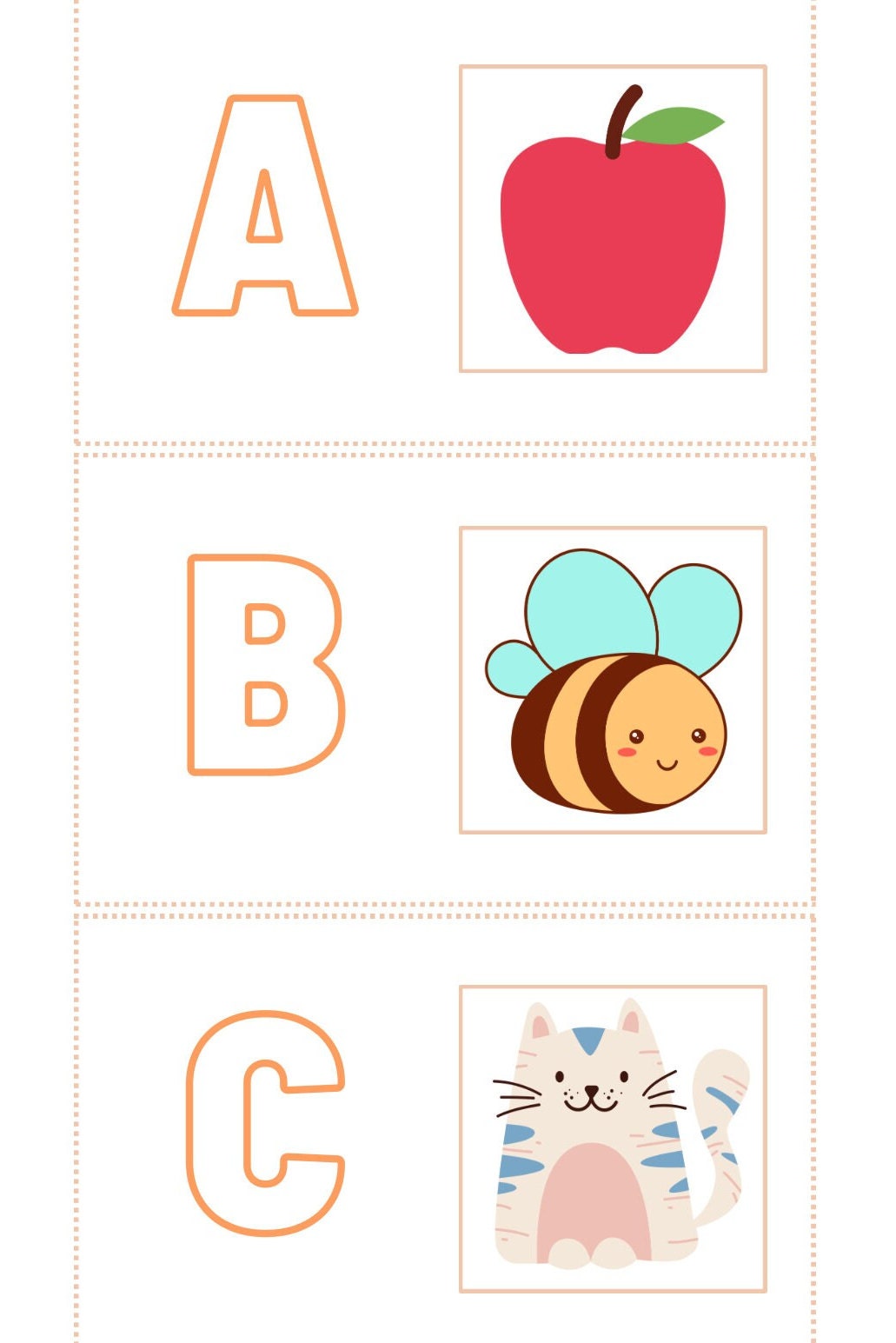 BEGINNING SOUND Picture Match, Printable Alphabet Cards, Kindergarten ...