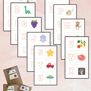 BEGINNING SOUND Picture Match, Printable Alphabet Cards, Kindergarten ...
