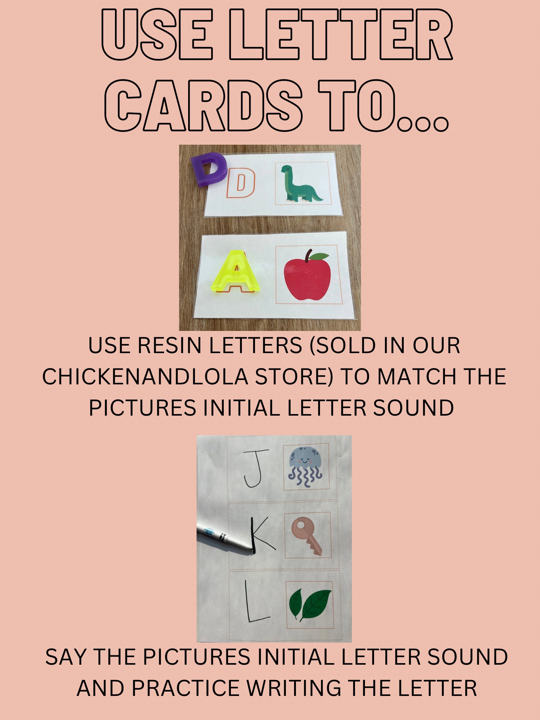 BEGINNING SOUND Picture Match, Printable Alphabet Cards, Kindergarten ...