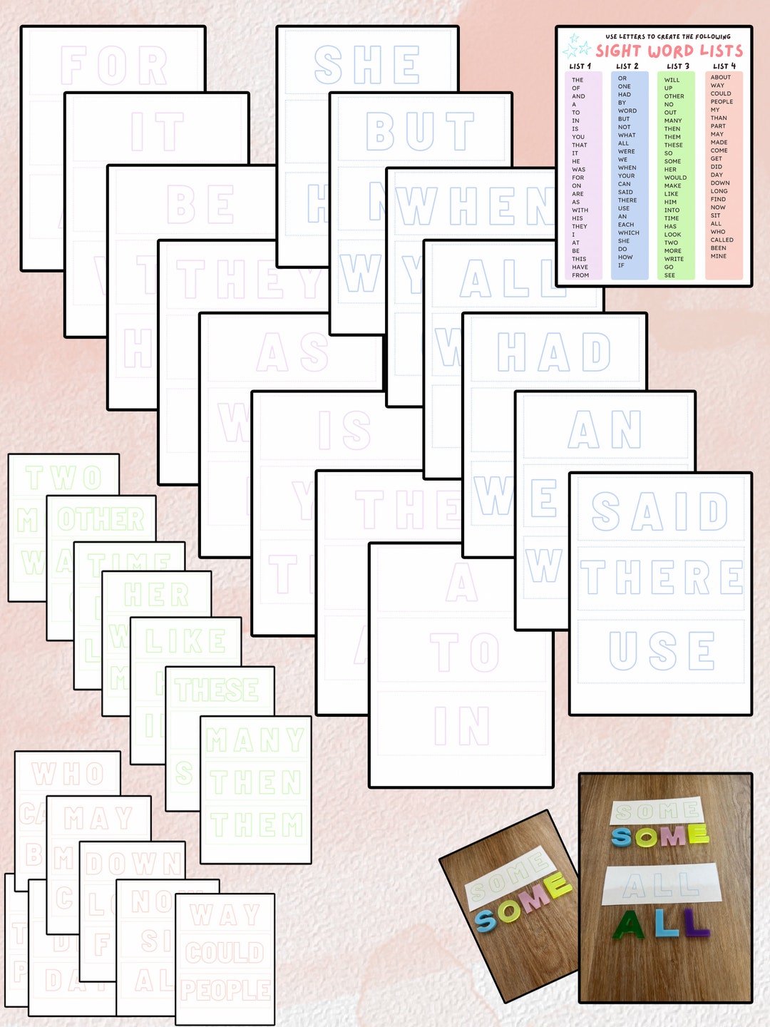 SIGHT WORDS, Printable Sight Word Cards, Kindergarten Sight Words ...