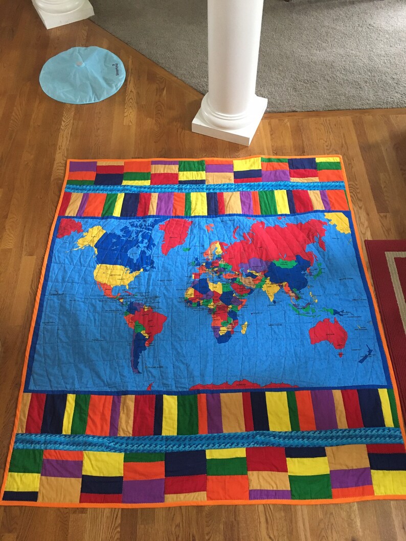 World Map Lap Quilt - Etsy