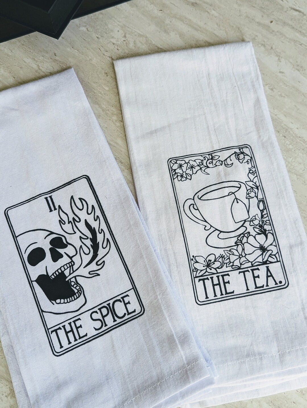 Tea & Spice Tarot Cards Kitchen Towels Decor, Tea Towel Witchy Gifts ...