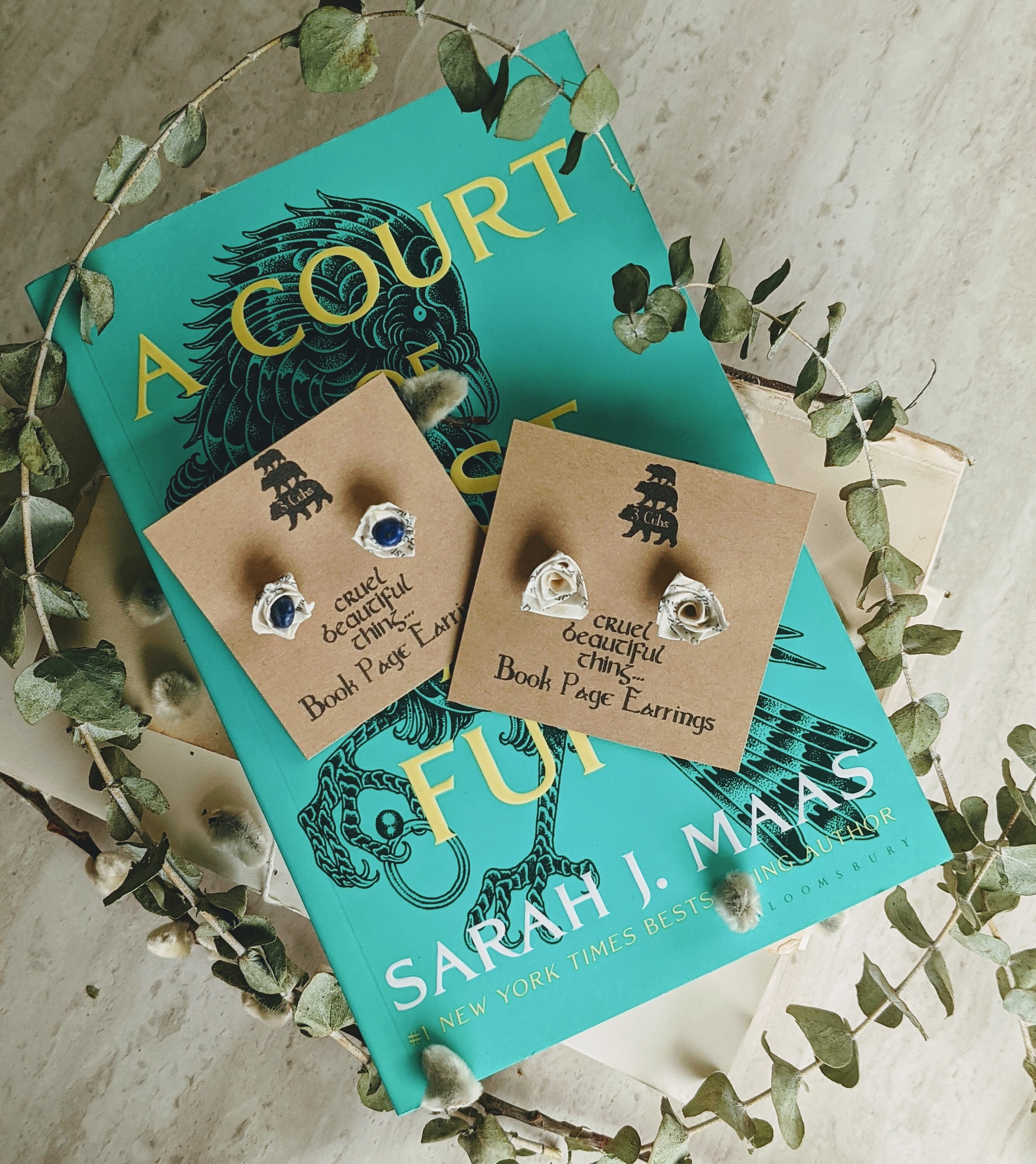 ACOMAF Chapter 55 Book Page Rose Earrings ACOTAR Earrings | Etsy