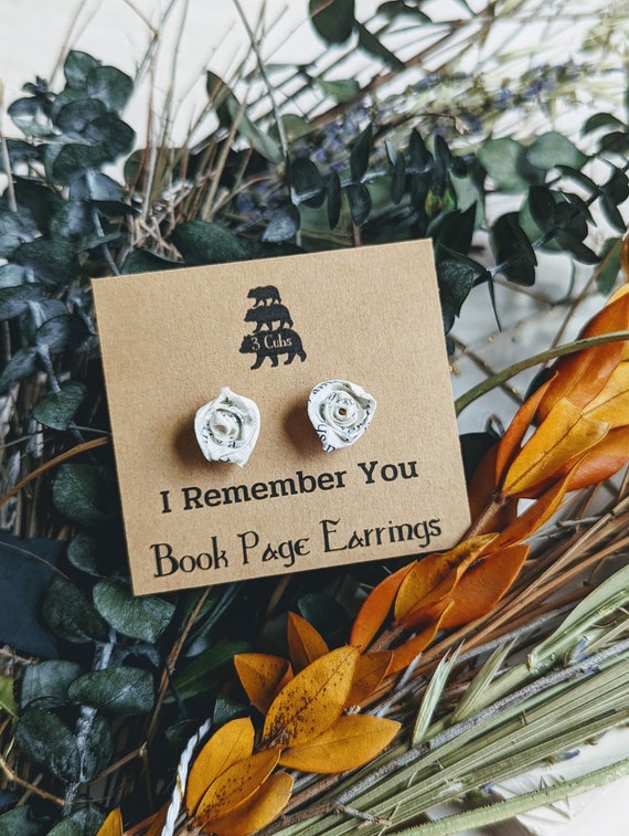 Addie Larue Paper Flower Book Earrings the Last Word Book Lover Gift Upcycled Jewelry Bookish Gifts Best Friend Gifts Birthday Gift Etsy