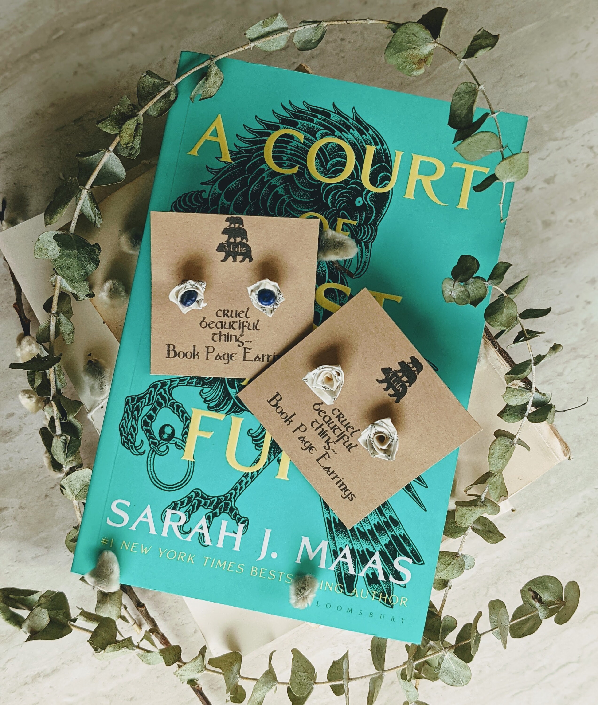 ACOMAF Chapter 55 Book Page Rose Earrings ACOTAR Earrings | Etsy