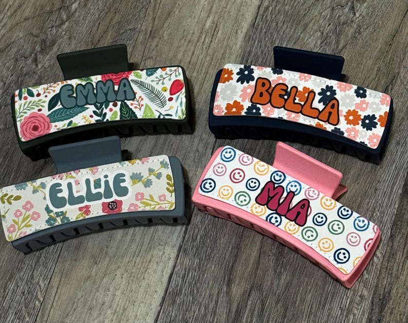 Personalized Name Claw Clip: Custom Leather Patch Hair Clip - Etsy