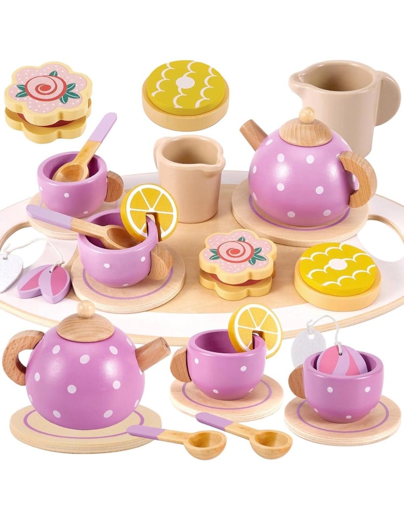 Kids Wooden Pretend Play Personalized Tea Set Set *christmas Gifts ...