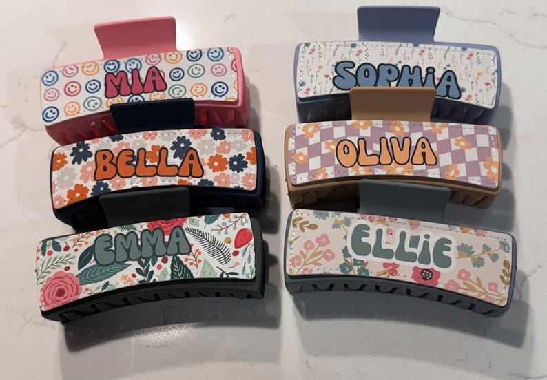 Personalized Name Claw Clip: Custom Leather Patch Hair Clip - Etsy
