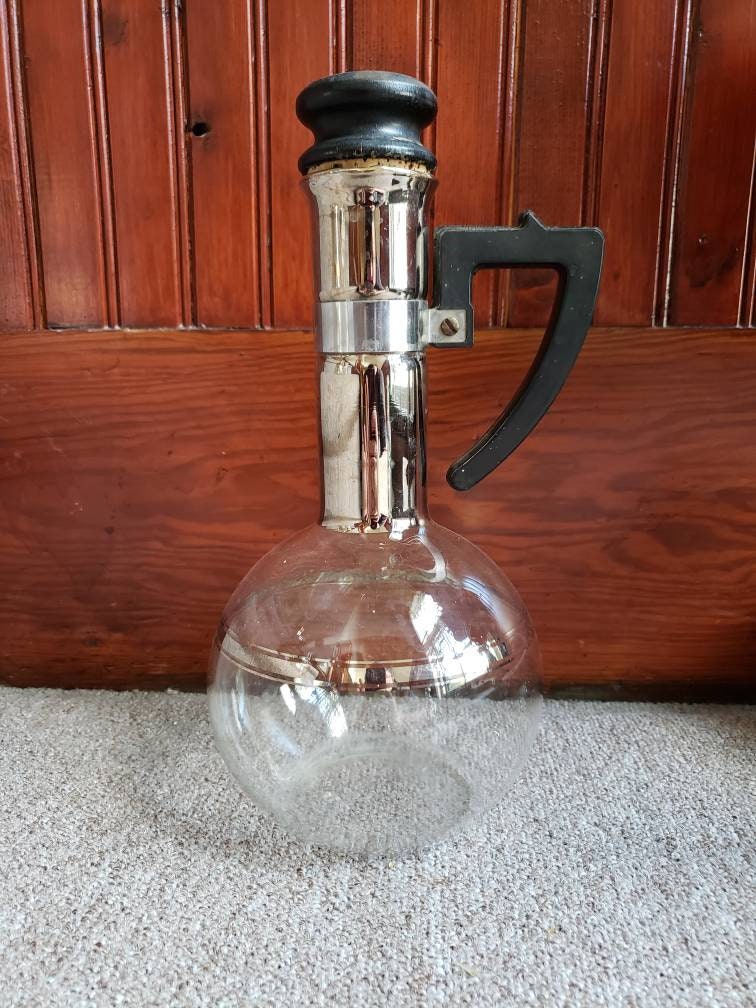 Vintage Pyrex Round Bottom Coffee Carafe With Mercury Glass Accents ...