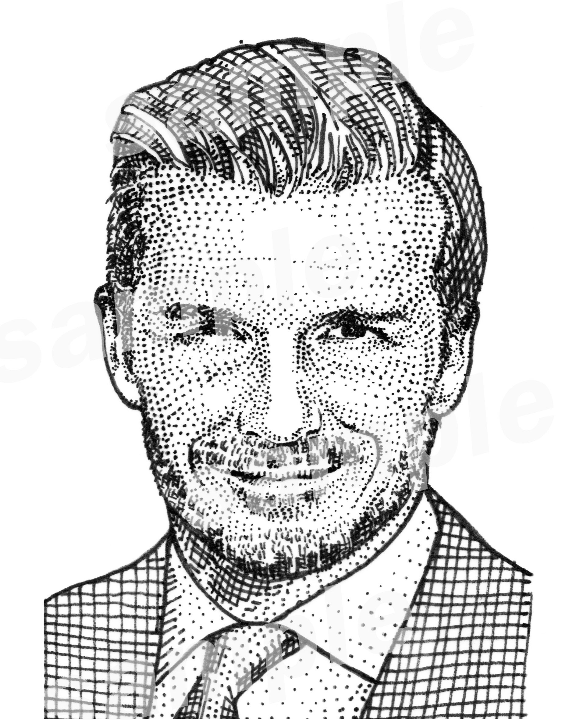 Stipple Art/ Custom Ink Portrait/ Hedcut/ Stipple Drawing/ Hand Drawn ...