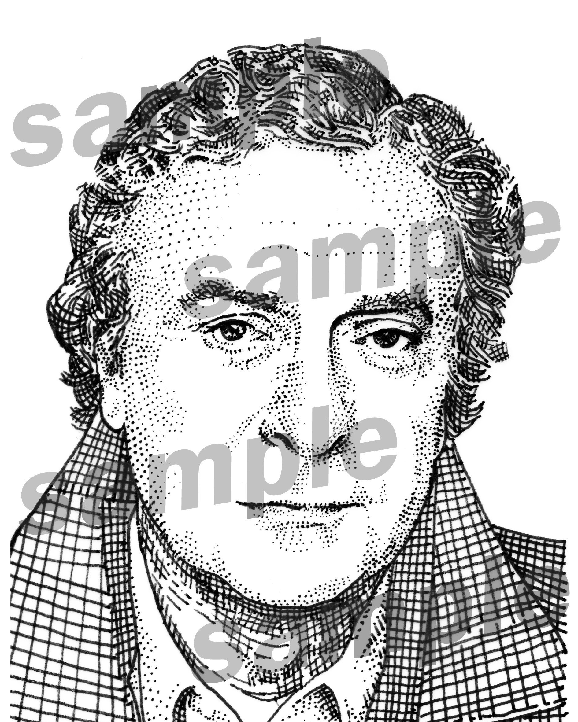 Stipple Art/ Custom Ink Portrait/ Hedcut/ Stipple Drawing/ Hand Drawn ...