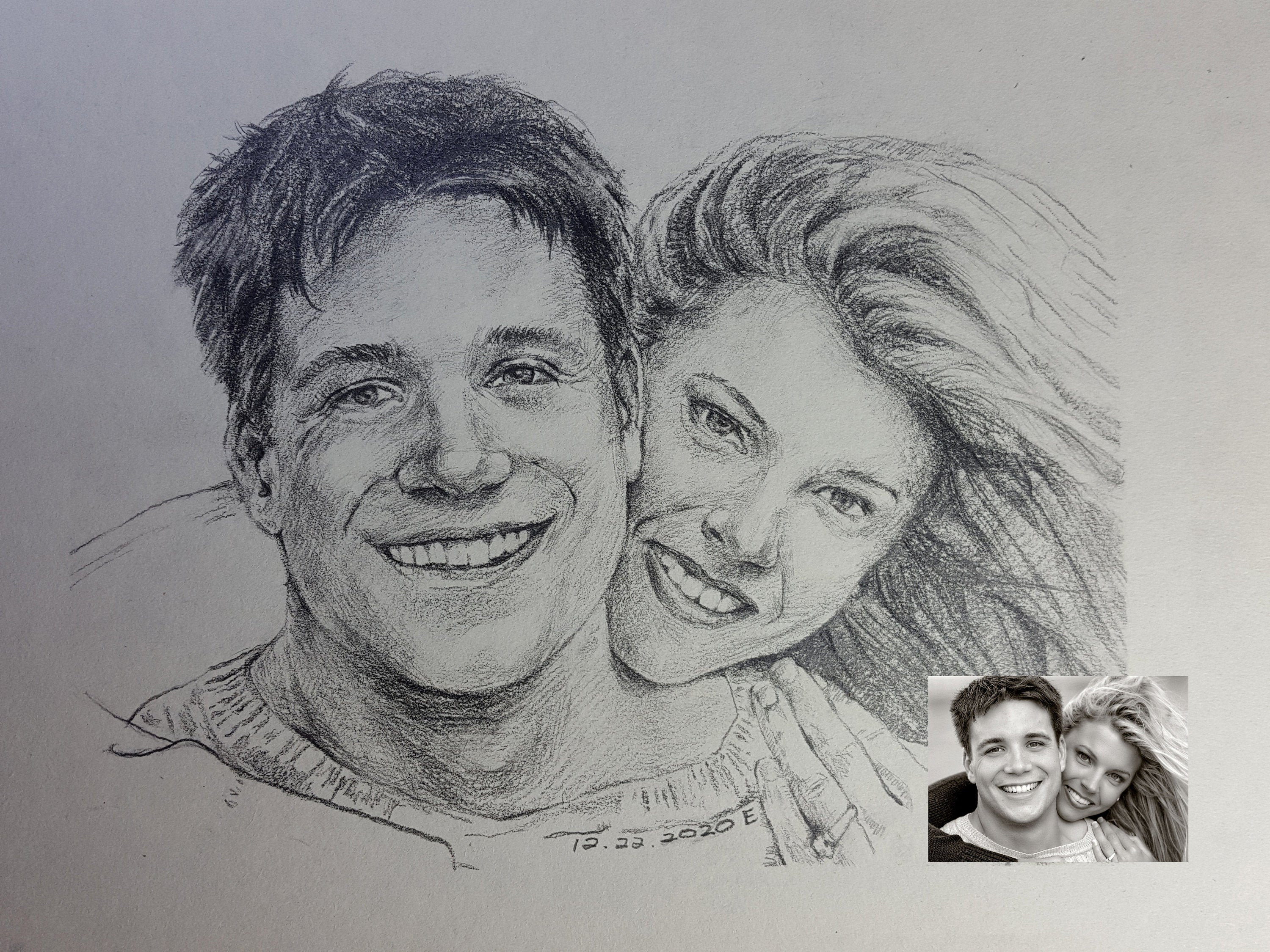Hand Draw Portrait ,family Portrait Pencil Drawing From Photos, Custom ...
