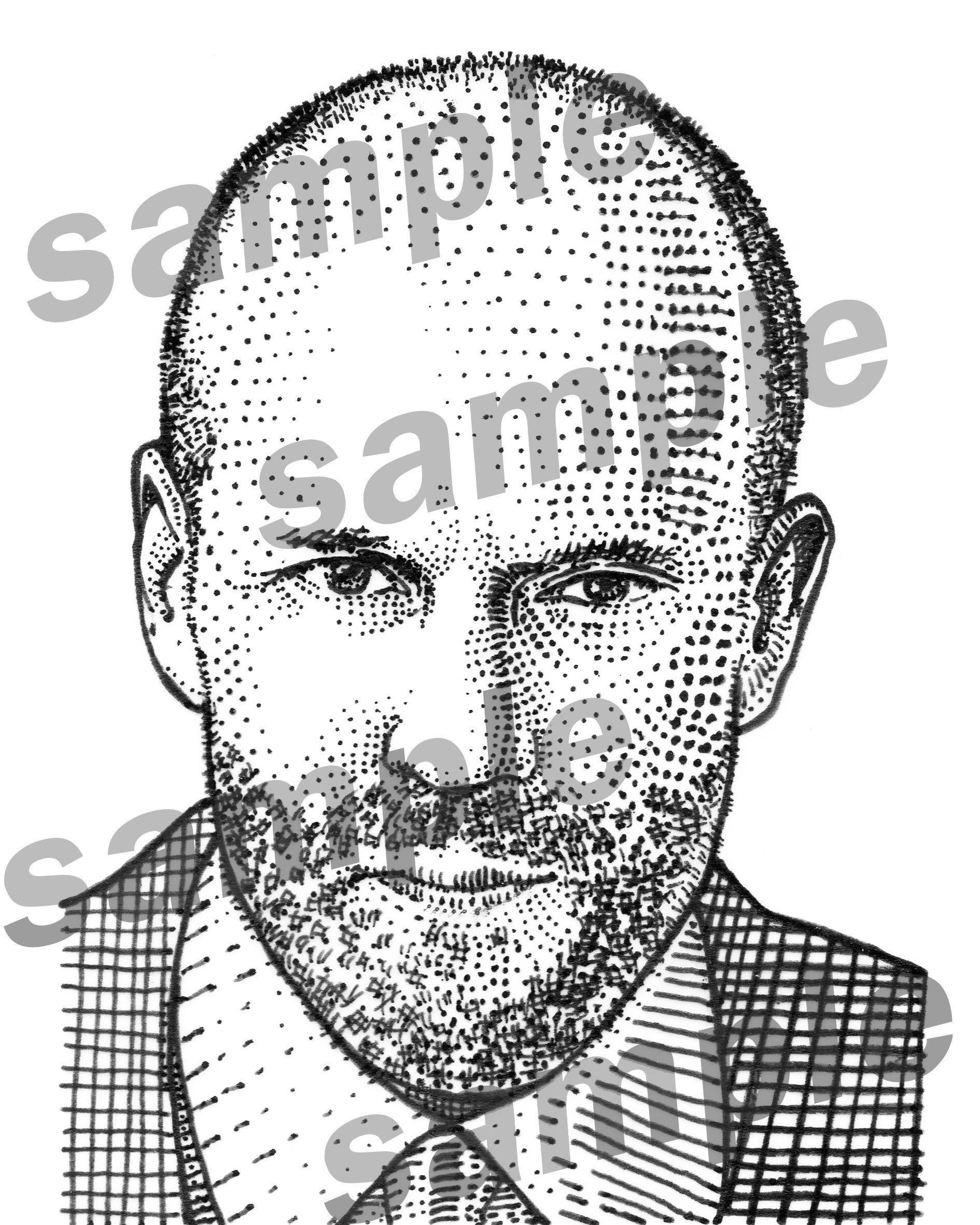 Stipple Art/ Custom Ink Portrait/ Hedcut/ Stipple Drawing/ Hand Drawn ...