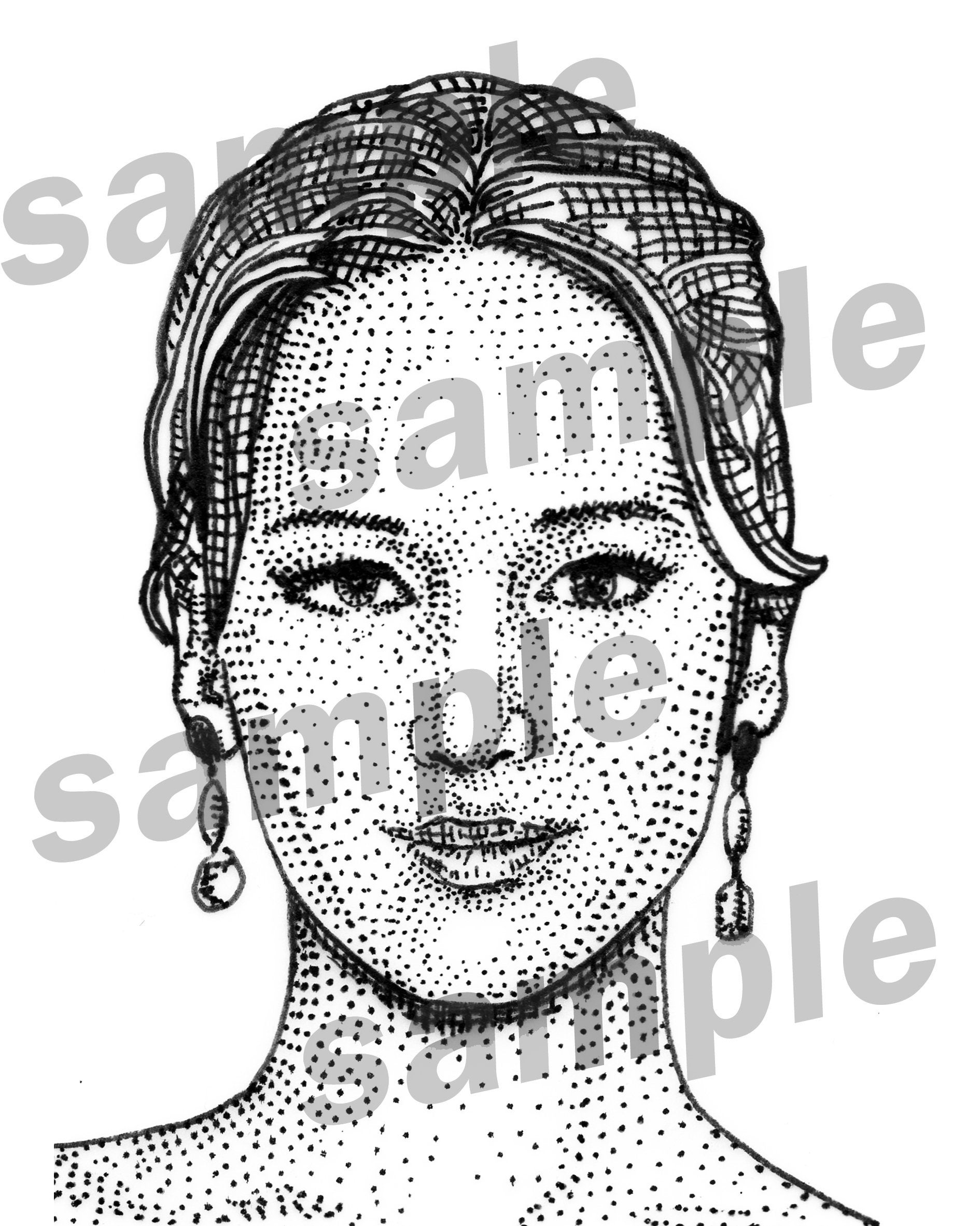 Stipple Art/ Custom Ink Portrait/ Hedcut/ Stipple Drawing/ Hand Drawn ...