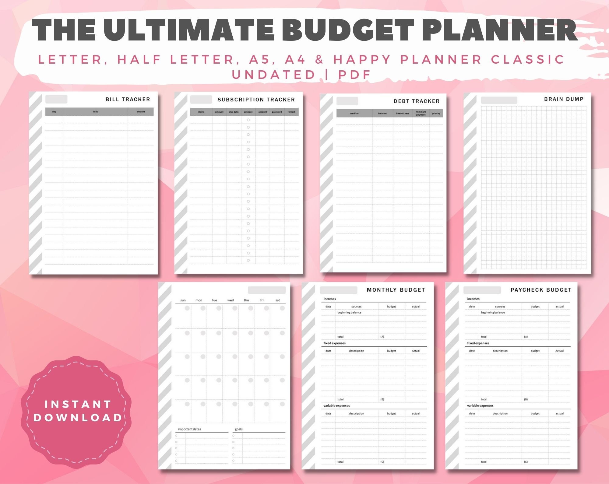 Printable Comprehensive Budget Planner Binder - Financial Planning Set ...