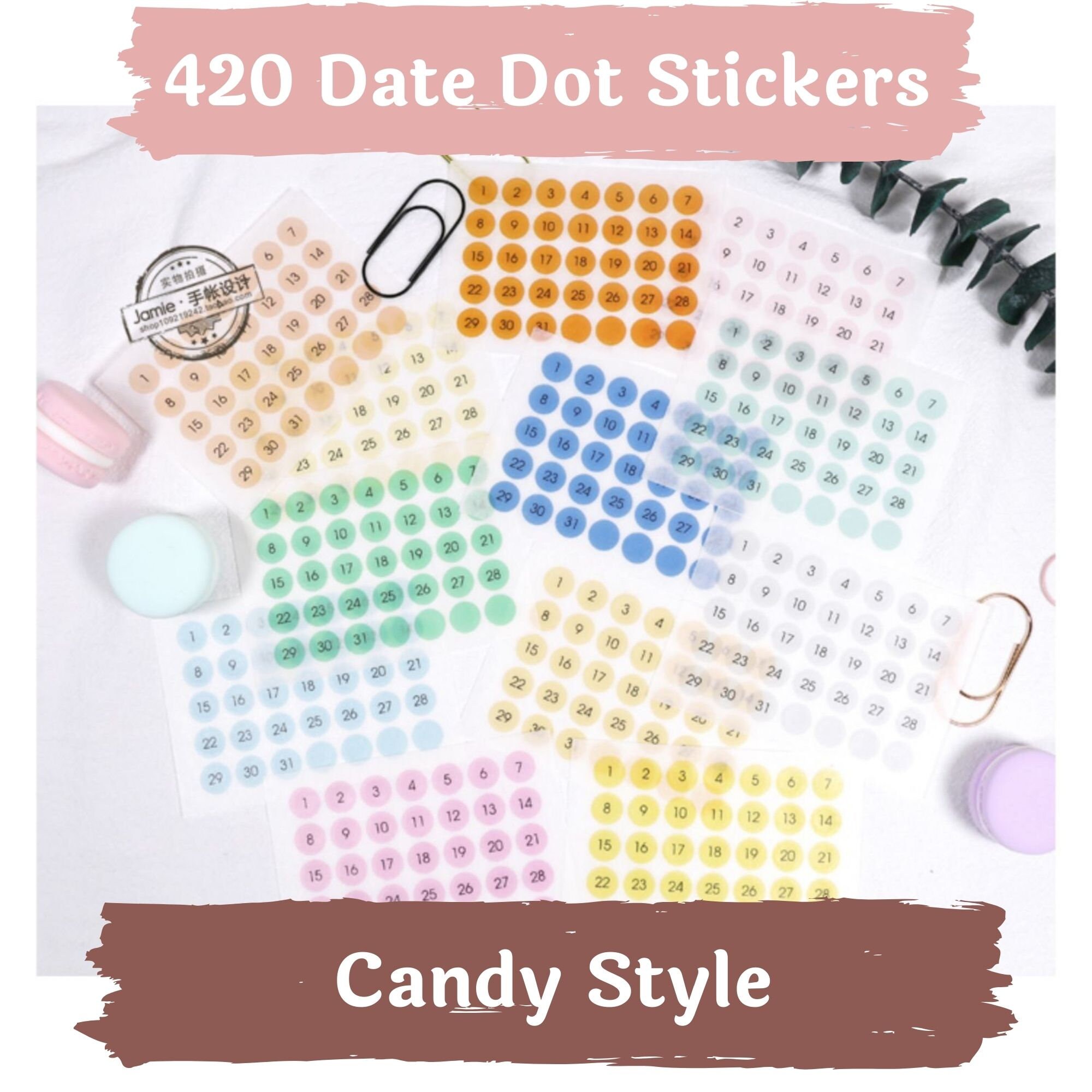 Colored Date Dot Stickers/foiled Date Dot Stickers/foiled | Etsy