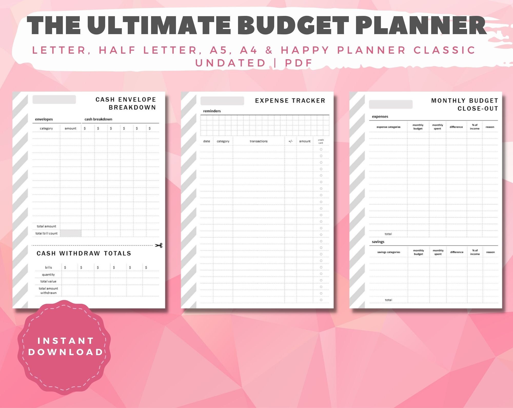Printable Comprehensive Budget Planner Binder - Financial Planning Set ...