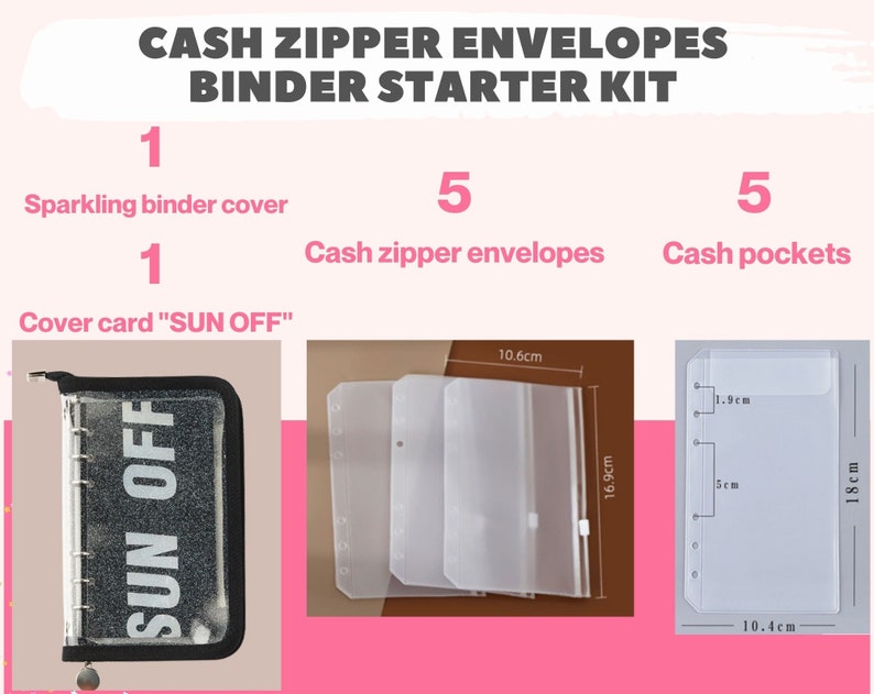 Cash Zipper Envelopes BINDER STARTER KIT Budget Envelopes | Etsy