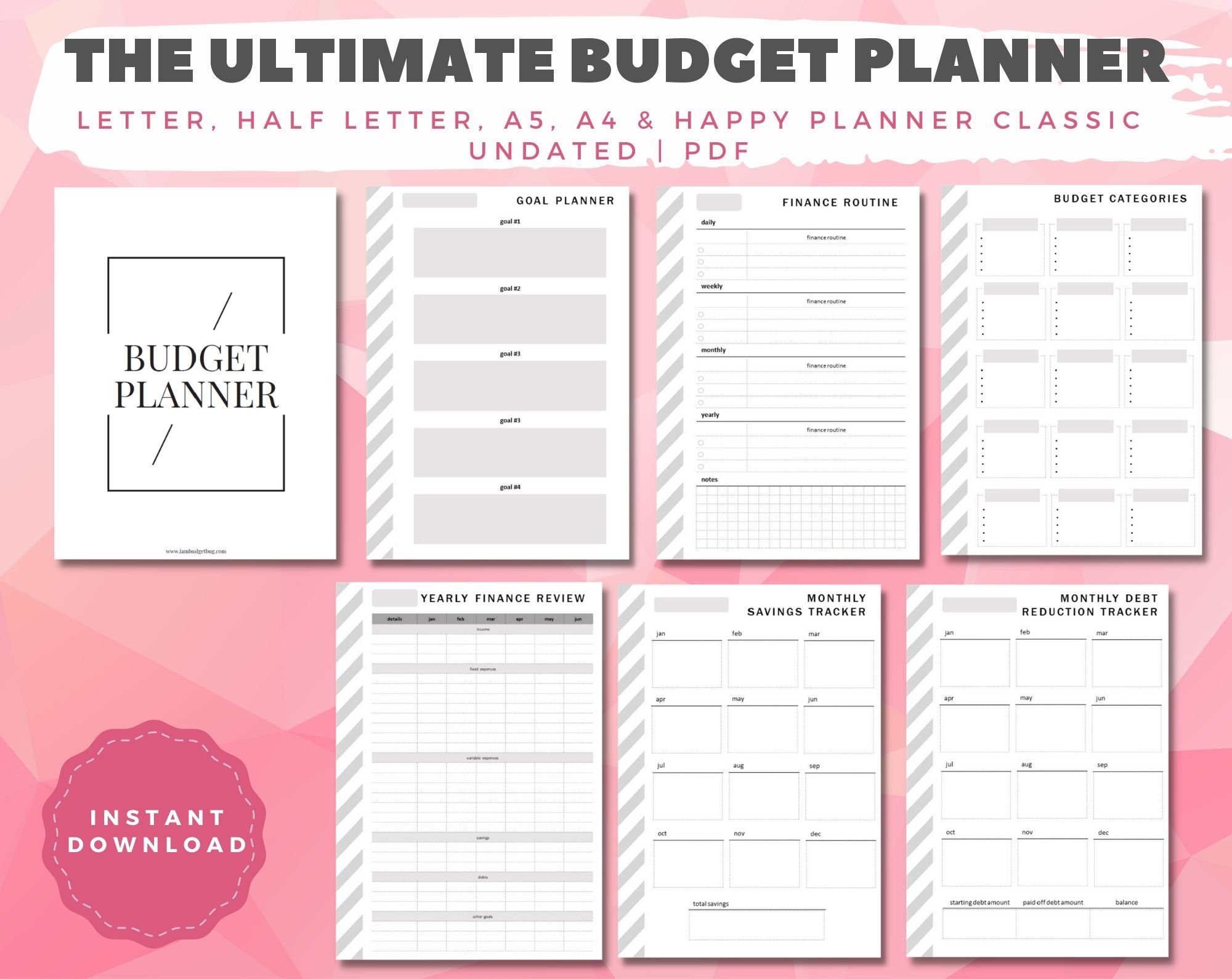 Printable Comprehensive Budget Planner Binder Financial Planning Set ...