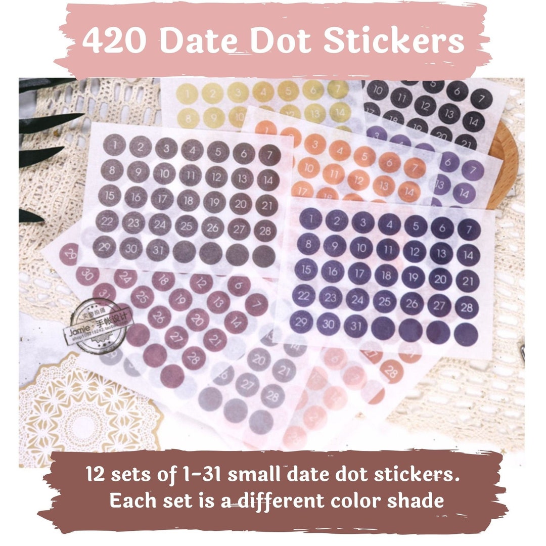 Colored Date Dot Stickers/foiled Date Dot Stickers/foiled Planner ...