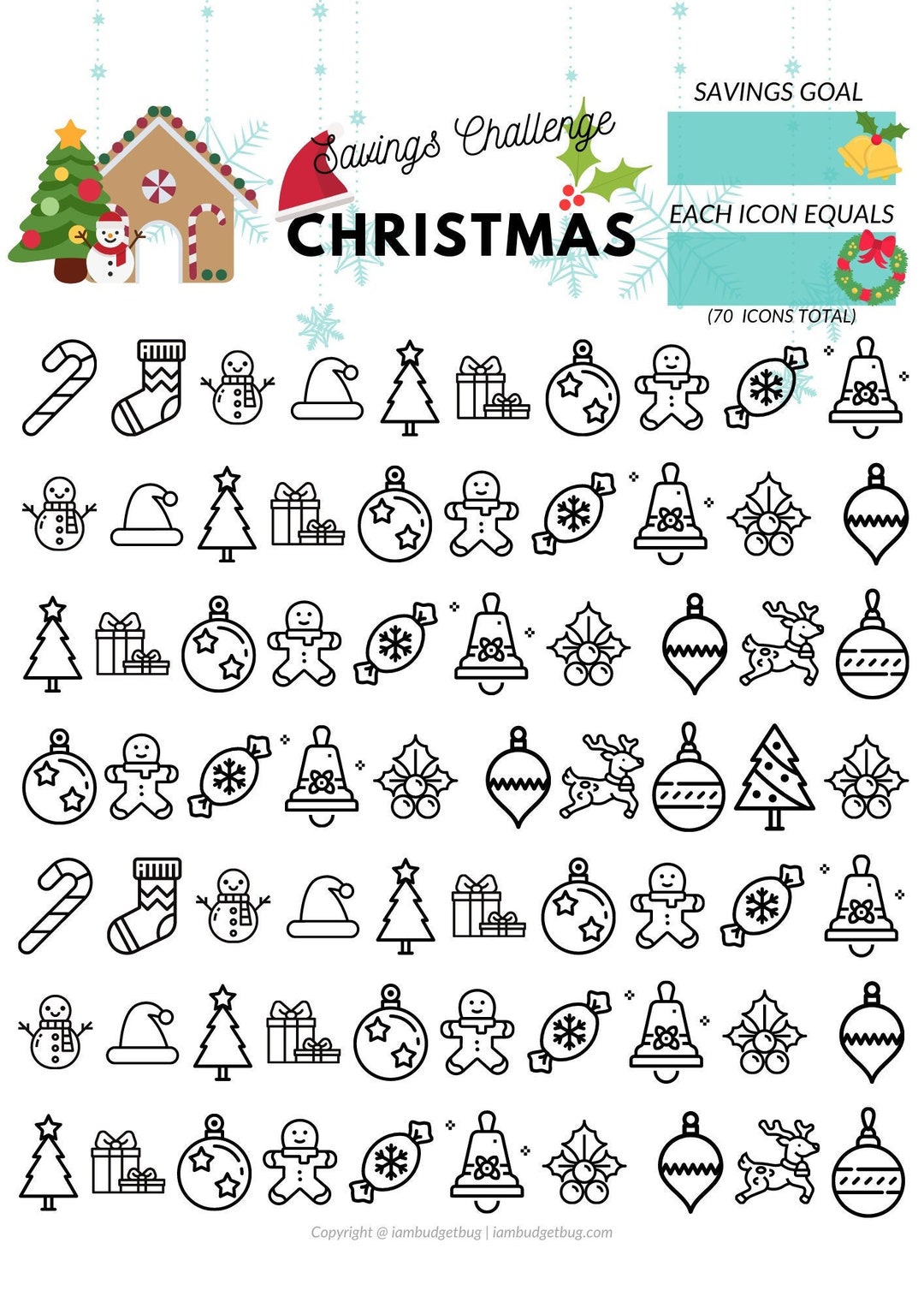 CHRISTMAS SAVINGS CHALLENGE Printable | Christmas Funds | Christmas ...