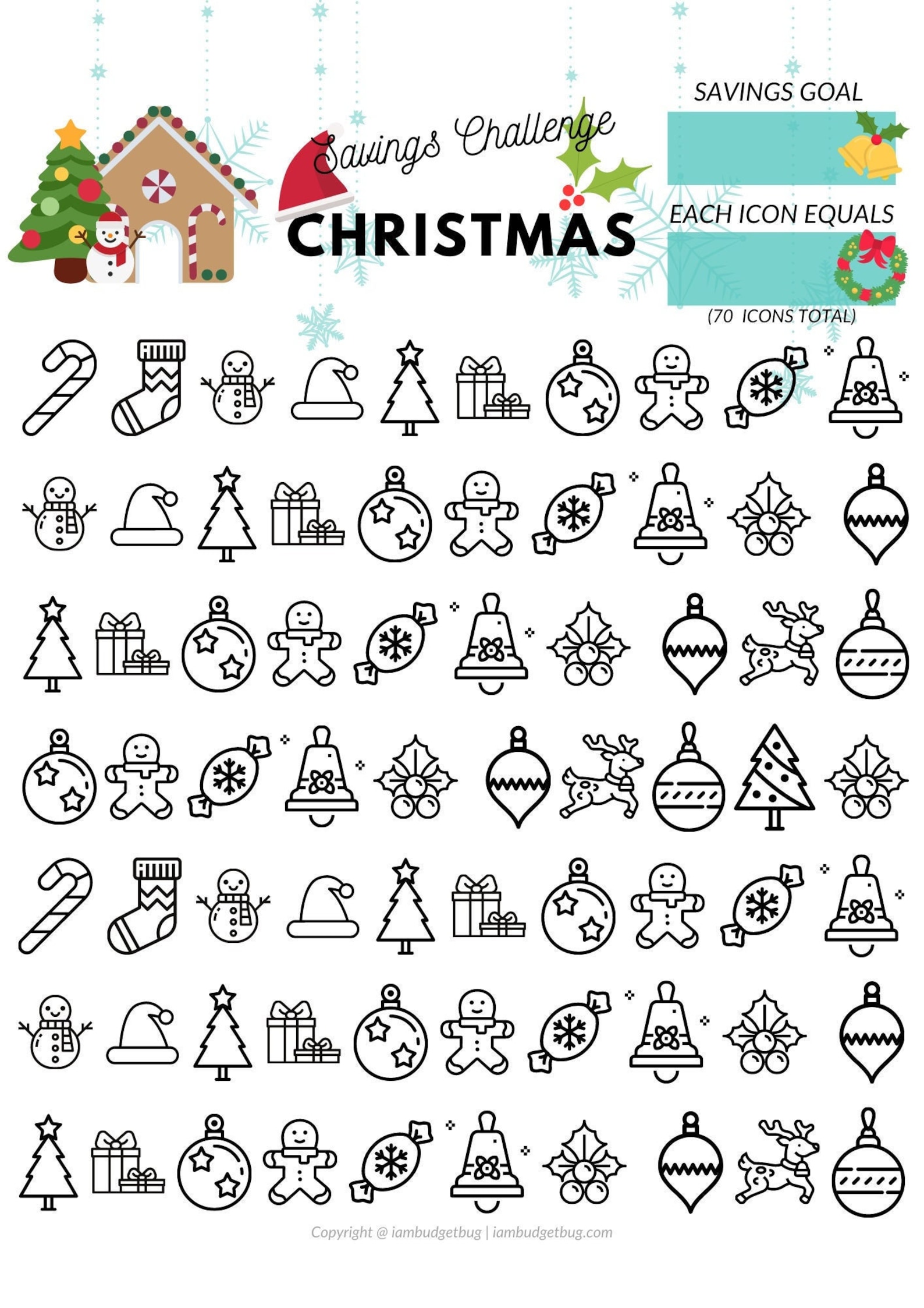 CHRISTMAS SAVINGS CHALLENGE Printable | Christmas Funds | Christmas ...