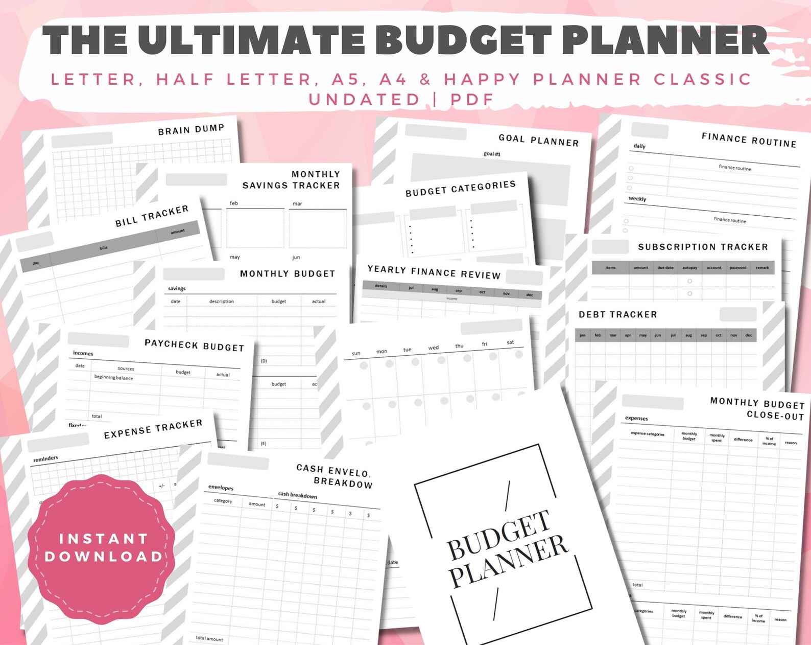 Printable Comprehensive Budget Planner Binder - Financial Planning Set ...